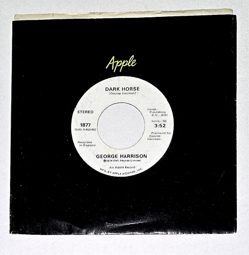PRISTINE BEATLES GEORGE HARRISON WHITE LABEL 1877 DARK HORSE 45 W/ APPLE SLEEVE | eBay