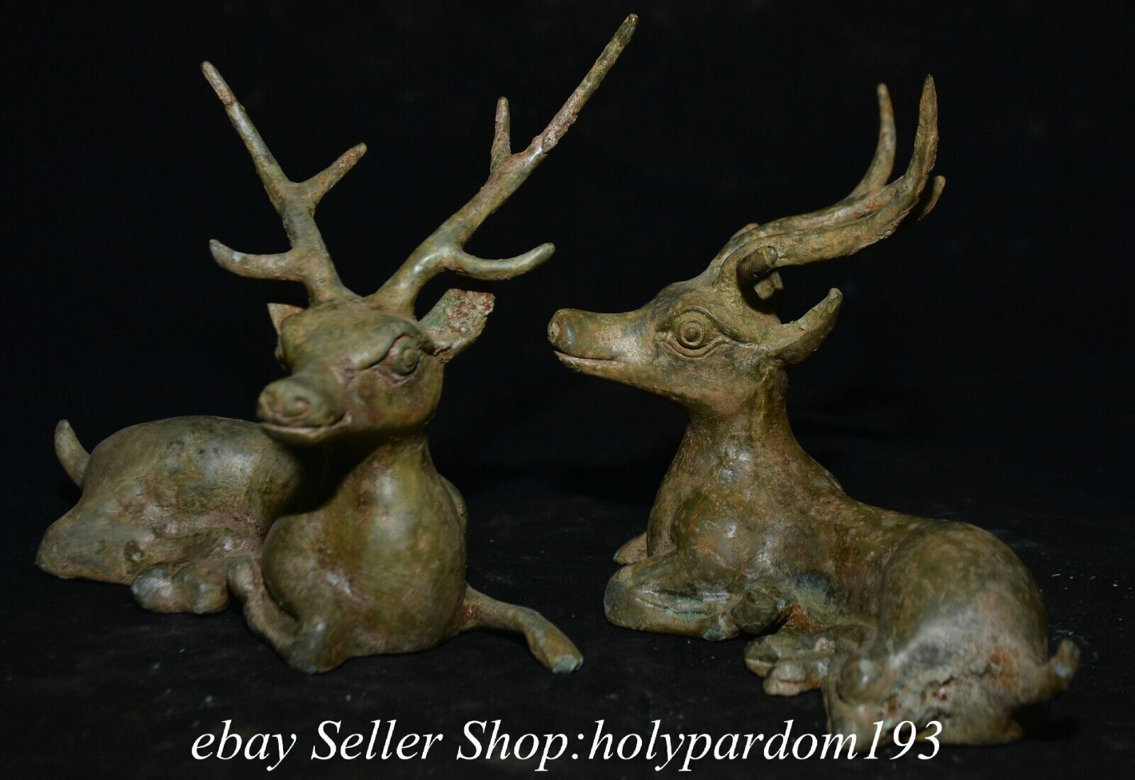 6" Old Chinese Shang Dynasty Bronze ware Deer Beast Statue Pair | eBay UK