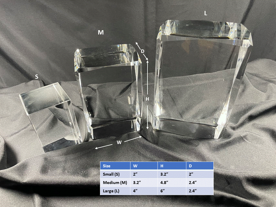 3D Crystal Engraved Photo Customized Images Cube Style with Light Box ...