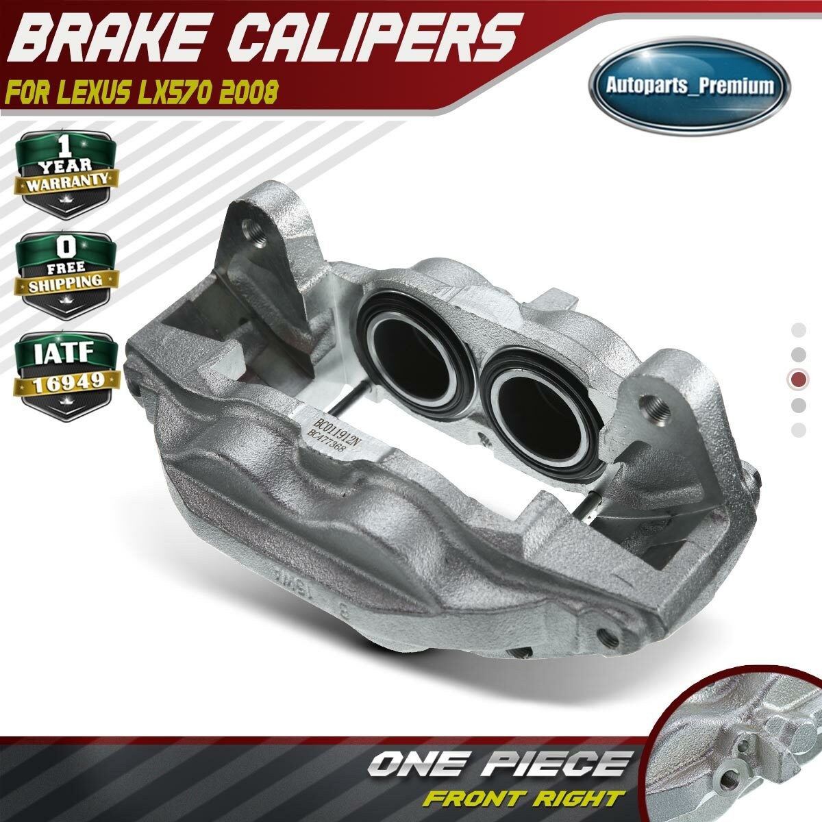 Front Right Side Brake Caliper w/ 4 Pistons for Lexus LX570 Toyota Land ...