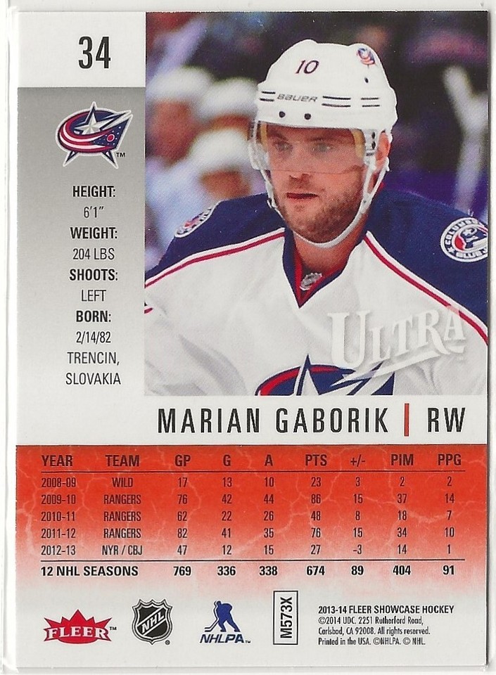 2013-14 Fleer Showcase Ultra Red Medallion #34 Marian Gaborik 98/99 ...