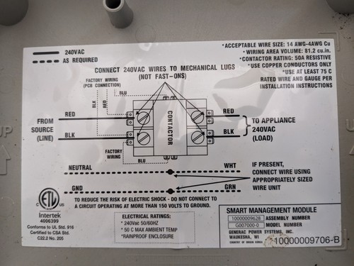 Generac 7000 - Smart Management Module (SMM) - 50 Amps 696471070002 | eBay