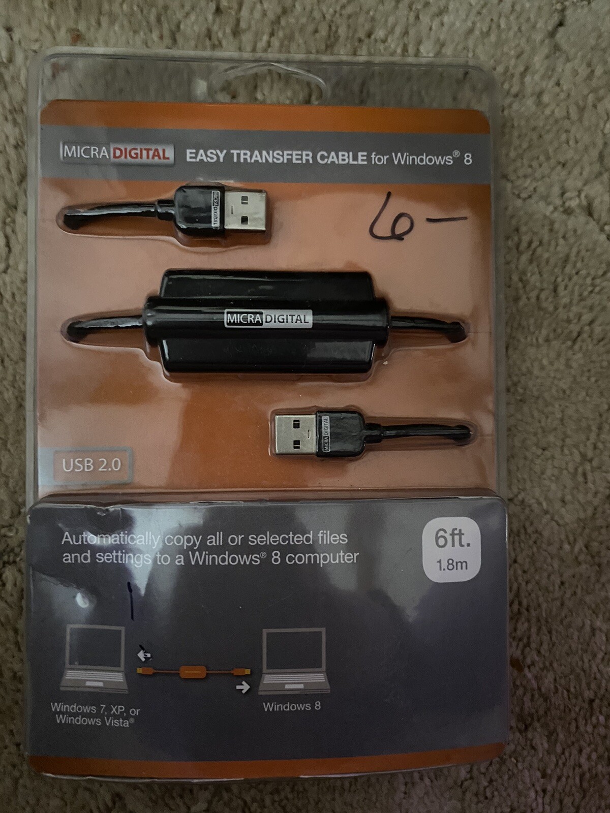 MICRADIGITAL Easy Transfer Cable For Windows 8, USB 2.0, NEW & Sealed ...