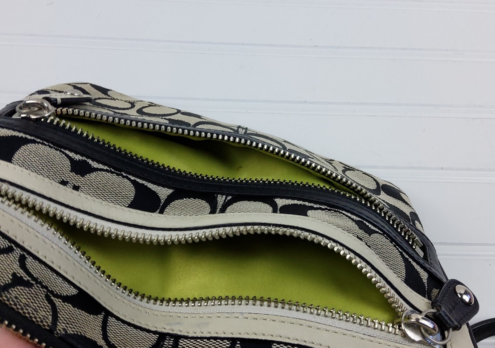 Coach Signature Double Zipper Crossbody Shoulder Hand… - Gem