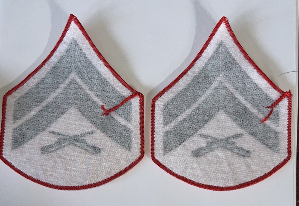 US Marine Corps CORPORAL Patch E-4 Chevron USMC Corporal -green/red | eBay