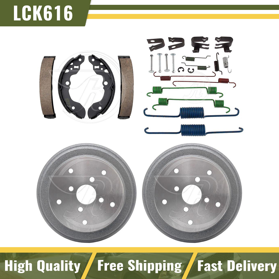Rear Brake Drums & Brake Shoes Hardware Spring Kit Fits 1991-1995 Geo ...