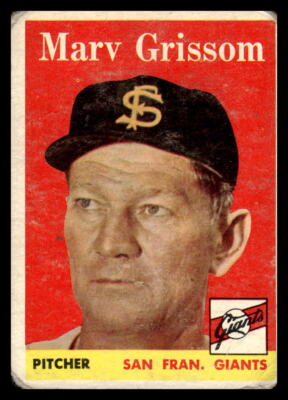 1958 Topps Marv Grissom #399 San Francisco Giants Baseball Card | eBay