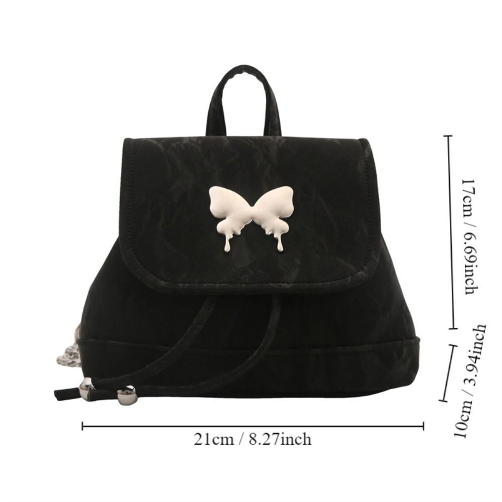 Drawstring Fashion Backpack Silver Butterfly Versatile Backpack Ladies ...