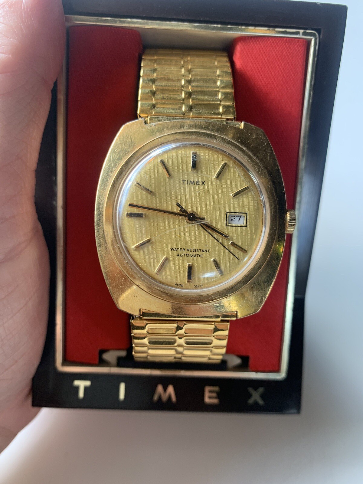Rare Vintage Timex Square Manual Wind Gold Tone Watch… - Gem