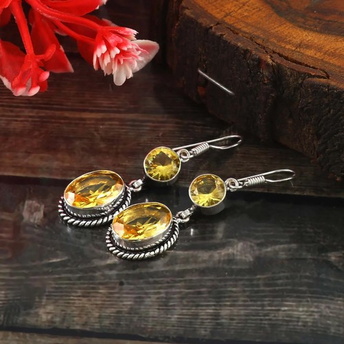 Bellissimo orecchino fatto a mano in argento sterling 925 con topazio ...