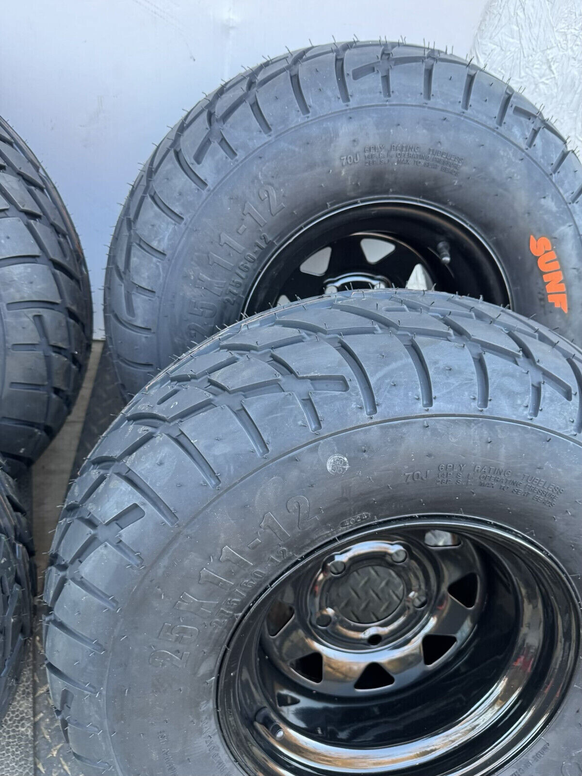 25x10-12 25x11-12 Tires Rims Wheels Set fits Kubota RTV models with 5 ...