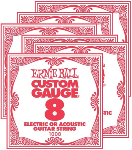 6 Pack Ernie Ball Custom Gauge 8's Guitar Single Strings Electric ...