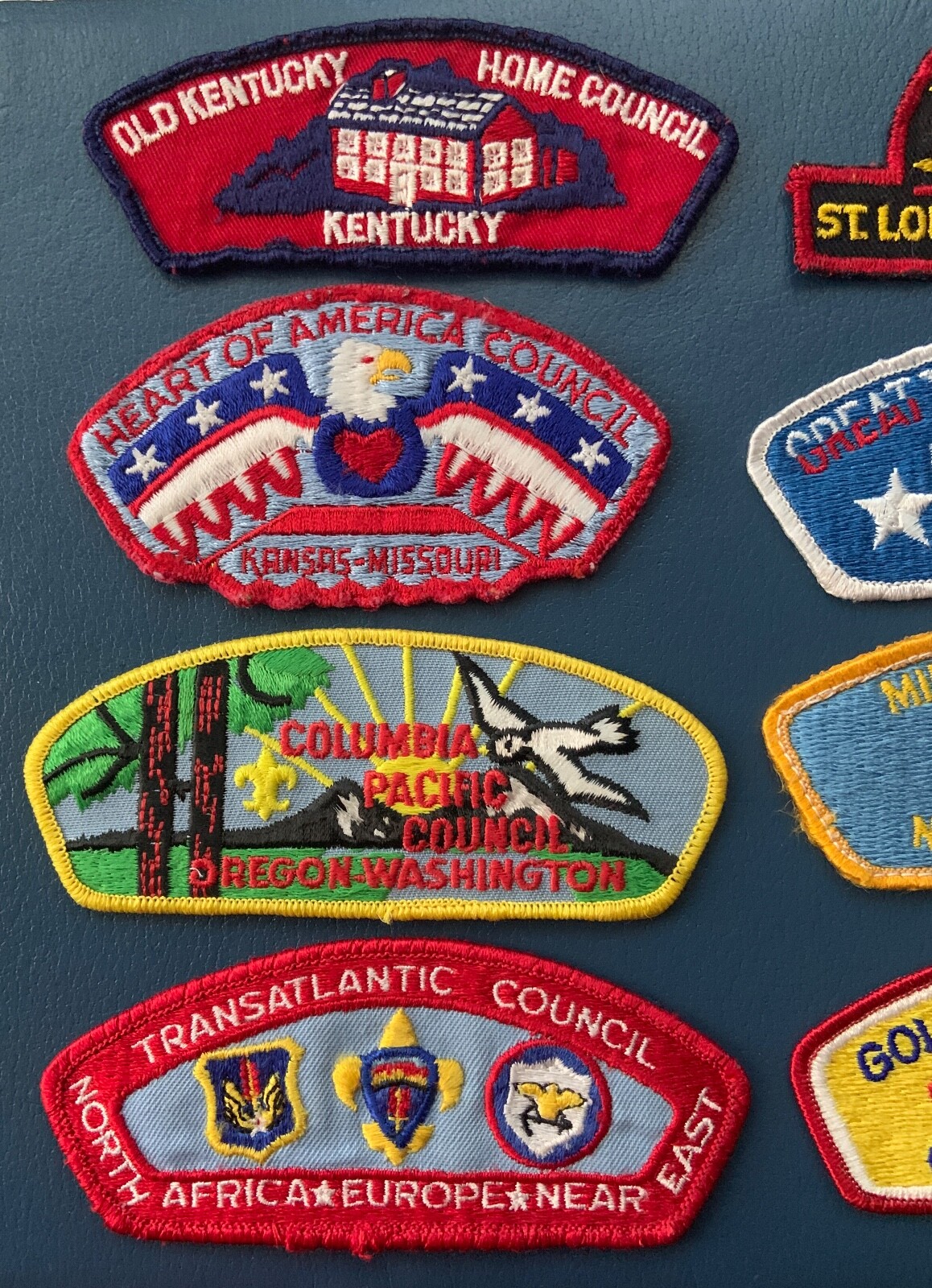 8 Vintage BOY SCOUTS OF AMERICA Council Strip PATCHES BSA CSP Trading ...