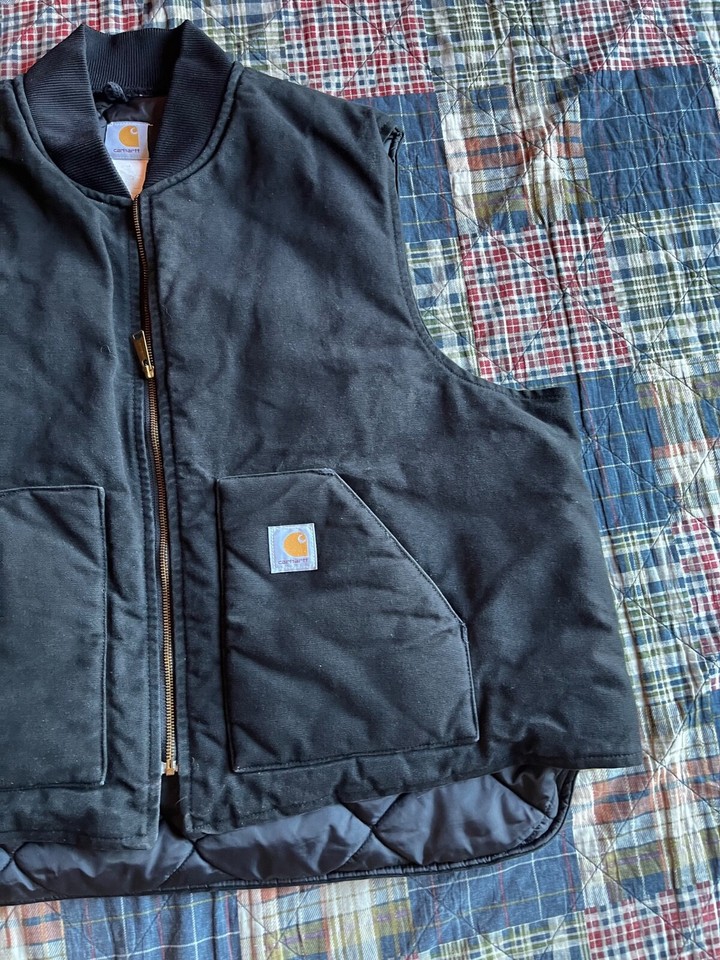 Vintage Carhartt V01 Blk Black Canvas Quilt Lined Vest Men’s Sz 4XL | eBay