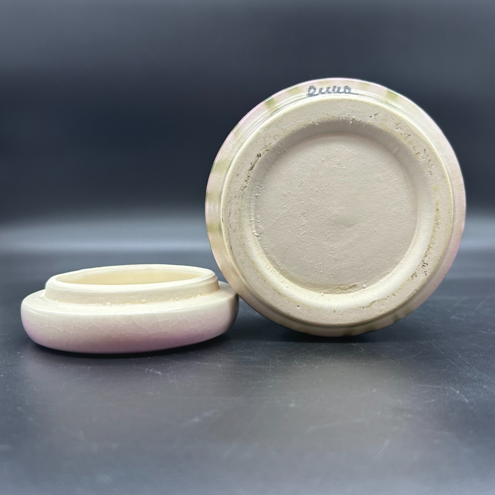 Vtg Purple Iris Pottery Storage Jar by David Enna of Oregon Airbrushed ...