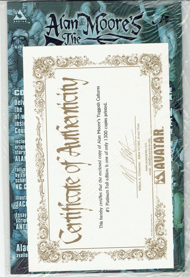 ALAN MOORE'S YUGGOTH CULTURES AND OTHER GROWTHS #1 PLATINUM EDITION ...