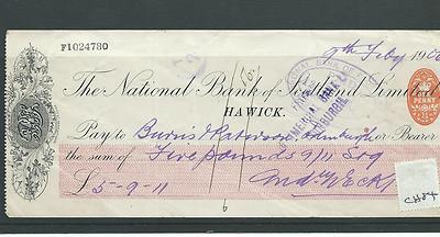 CHEQUE - USED -1900's - CH84 - NATIONAL BANK of SCOTLAND, HAWICK | eBay UK