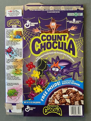 Count Chocula cereal box flattened from 1993 w/free Gummi Spiders ...
