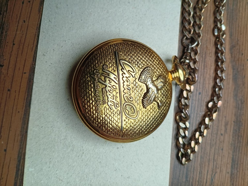 Majesti Pocket Watch 45mm Phillip Crowe Deer Case Chain New Battery | eBay
