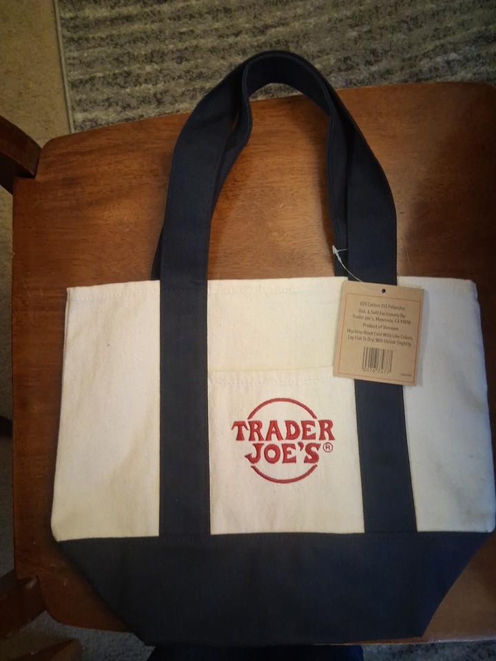 Trader Joe's Navy Blue Mini Canvas Tote Bag Reusable BRAND NEW | eBay