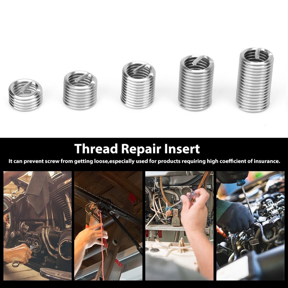A80PCS M8*1.25 Stainless Steel Coiled Wire Helical Screw Threaded ...