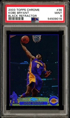 Kobe Bryant 2003 Topps Chrome Black Refractor /500 PSA 9 MT Black Mamba ...