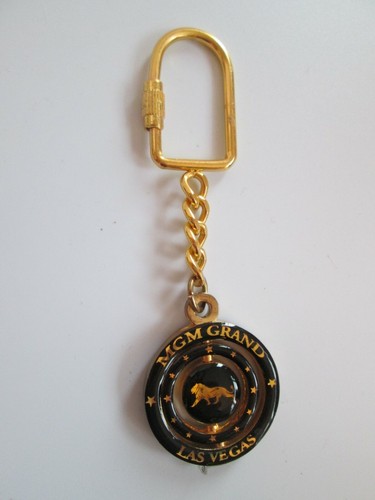 MGM Grand Las Vegas Souvenir Keychain Lock Swivel Gold Lion Black Stars ...