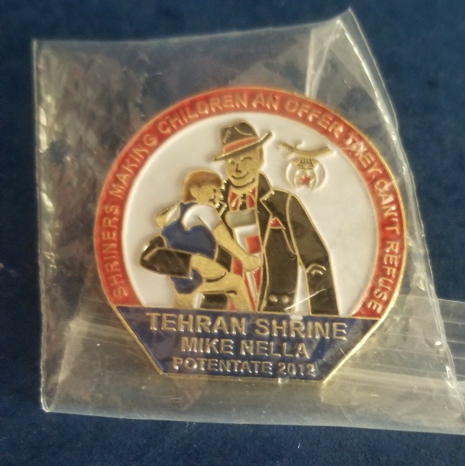 VINTAGE SHRINERS MASONIC GOLD ENAMELED TEHRAN SHRINE POTENTATE PIN 2012 ...
