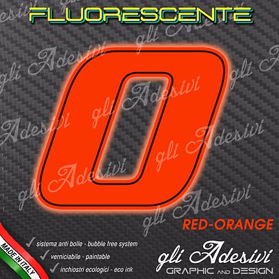 Sticker Number 0 Motorcycle Car Cross Race Red FLUORESCENT 15 cm | eBay