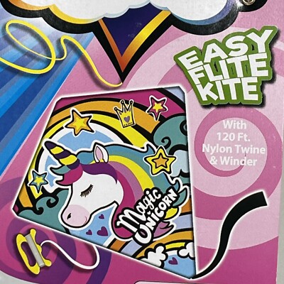 Magic Unicorn Kite with Twine and Winder 24x26 Inch Diamond Easy Flight ...