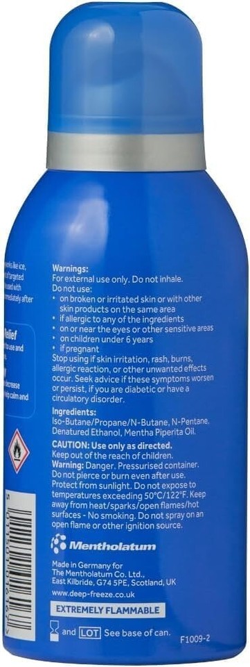 Deep Freeze Muscle Rescue Freeze Spray, Pain Relief Cold Spray 150 ml ...