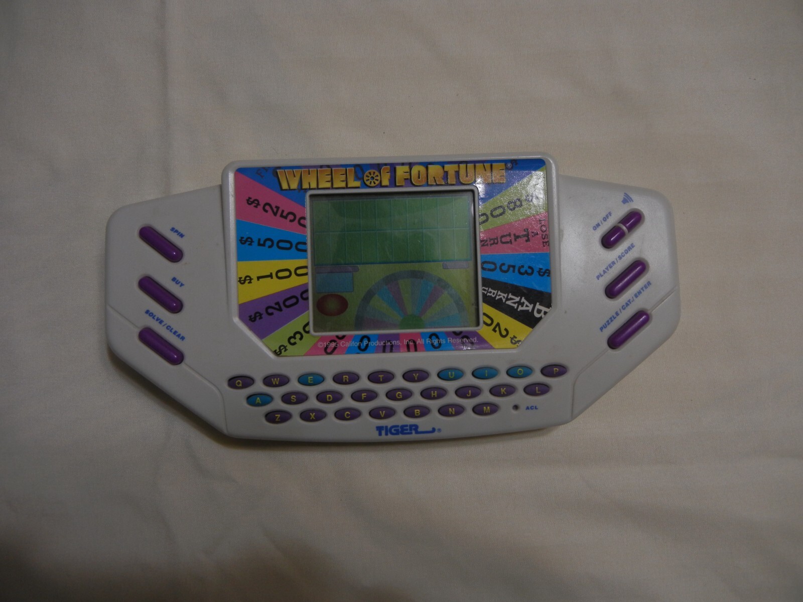 WHEEL OF FORTUNE Handheld Game Console 1995 Tiger with GAME CARTRIDGE ...
