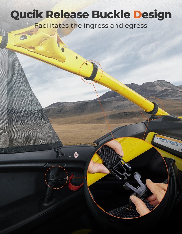 #715007376 UTV Upper Window Nets Wind Door Nets Set for Can-Am Maverick ...