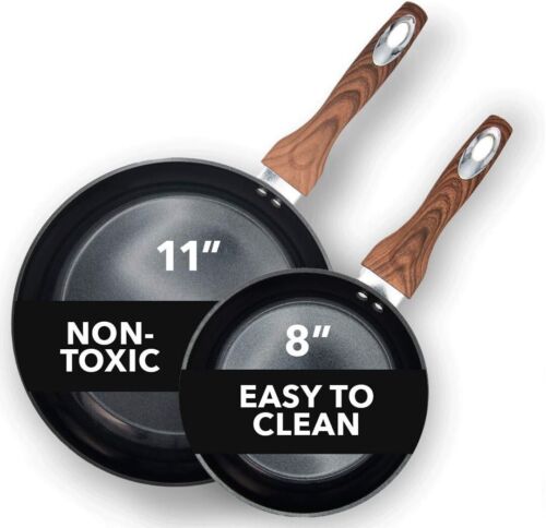 Phantom Chef 8"& 11" Frying Pan Set, Pure Aluminum Nonstick Frying Pan ...