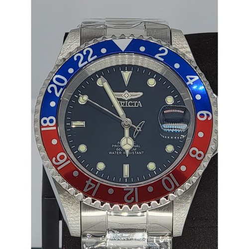 Invicta Limited Edition Pro Diver Automatic Black Dial Pepsi Bezel Men ...