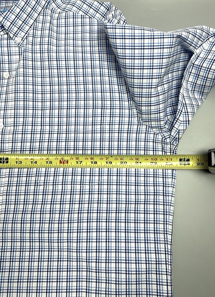 J. McLaughlin Casual Button Down Shirt Men’s Blue White Plaid Cotton L ...