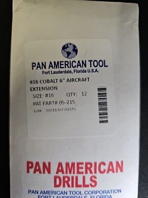 Pan American Tool #16 Cobalt 6" Aircraft Extension 12ct PAT PART # 05 ...