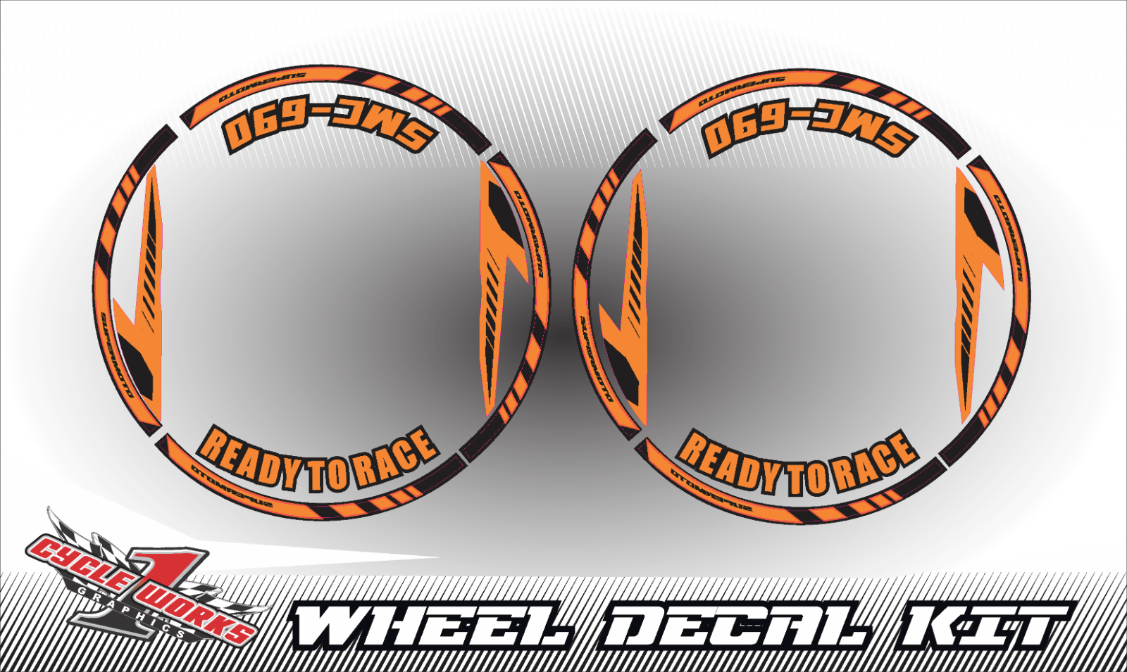 Wheel Stickers for KTM SMC 690 SMC690 SUPERMOTO Rim Tape Decals ...