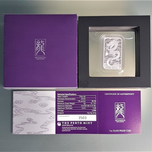 2018 Perth Mint - Dragon 1oz Silver Proof Rectangle Rectangular Coin ...