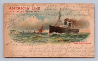 American Line Steamship NYC to Southampton SS St. Louis Paul PMC Liner ...