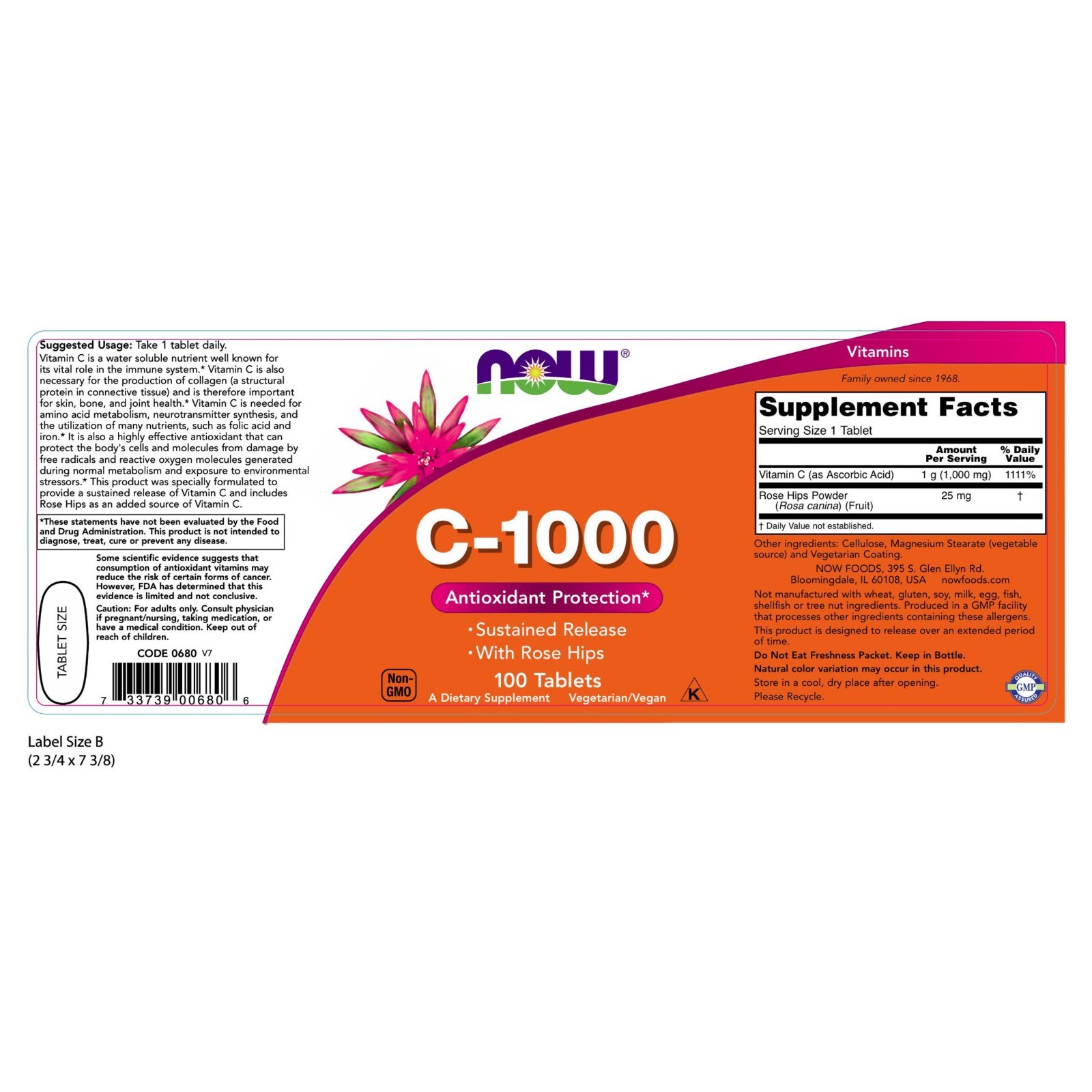 NOW Foods Vitamin C-1000 Sustained Release, 100 Tablets | eBay