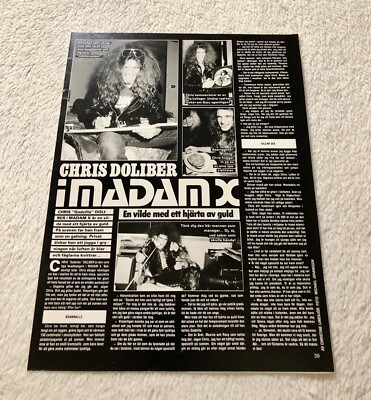 MADAM X 1985 CHRIS DOLIBER Clipping Poster Swedish Music magazine Okej ...