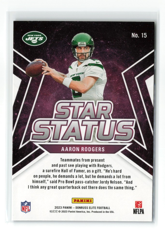 AARON RODGERS #15 2023 PANINI DONRUSS ELITE JETS STAR STATUS | eBay