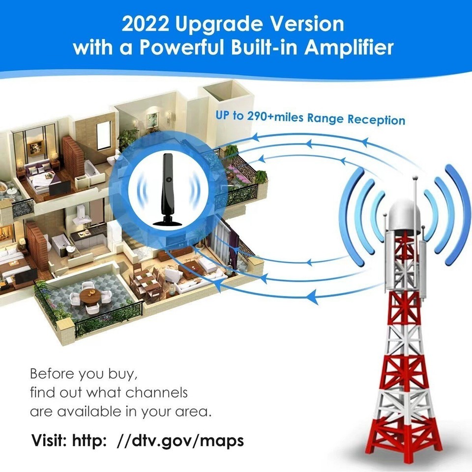New 4K Rewave Antena, TV Antenna, Suction Cup TV Antenna Plug Play 3m ...
