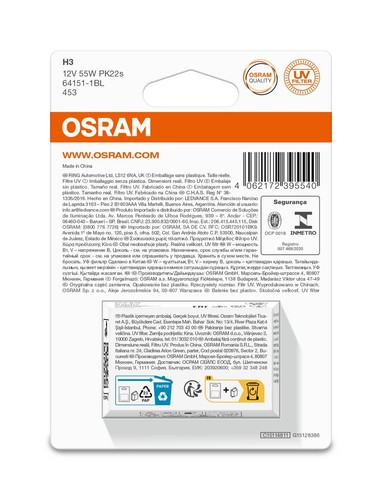 OSRAM ORIGINAL 64151-1BL H3 PK22s 12V 55W 4062172395540 | eBay