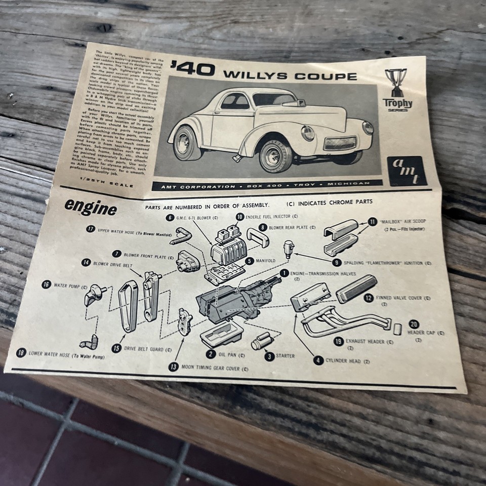 VINTAGE MODEL AMT 40 WILLYS STREET COUPE OPENED | eBay