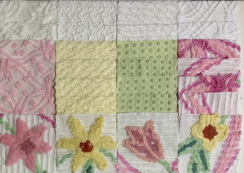 28 COORDINATED VINTAGE CHENILLE BEDSPREAD 6" SQUARES PATCHWORK BLOCKS ...
