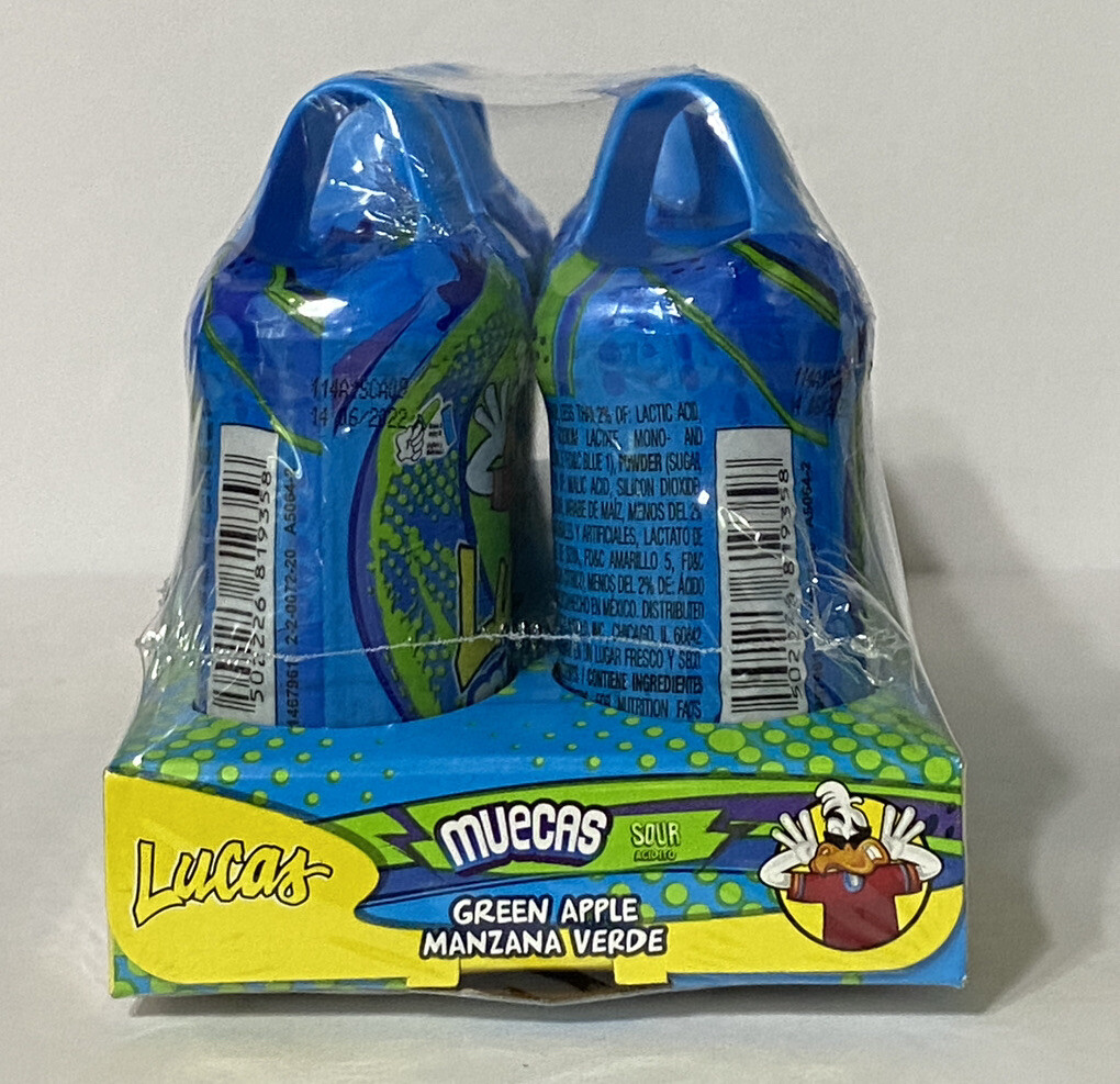Lucas Muecas Green Apple Flavored Lollipops W/ Sour Powder - 2 Pack 20 ...