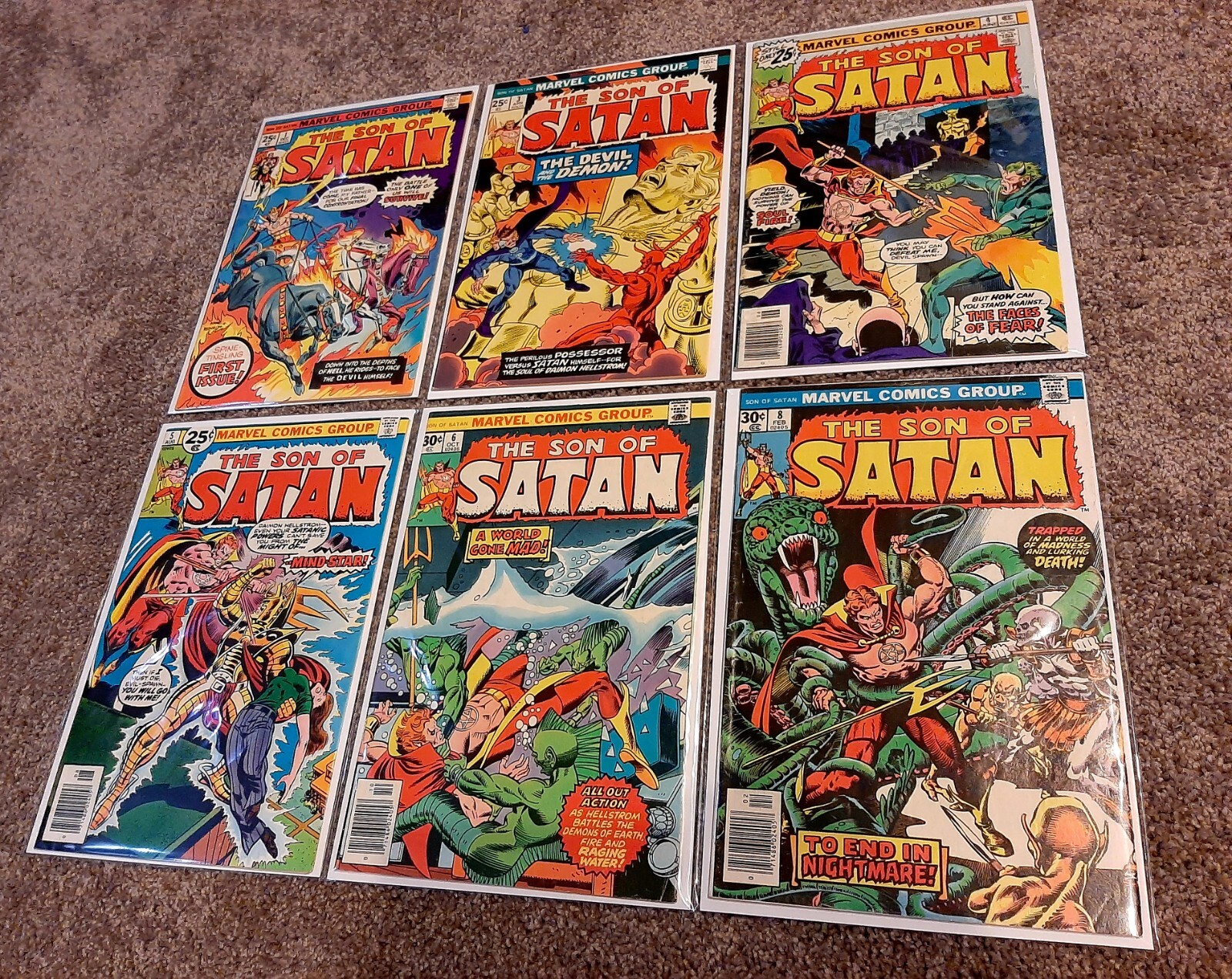 Son of Satan Comic Book Lot Issues #1, 3, 4, 5, 6, & 8 Marvel 1975 Board/Bagged | eBay