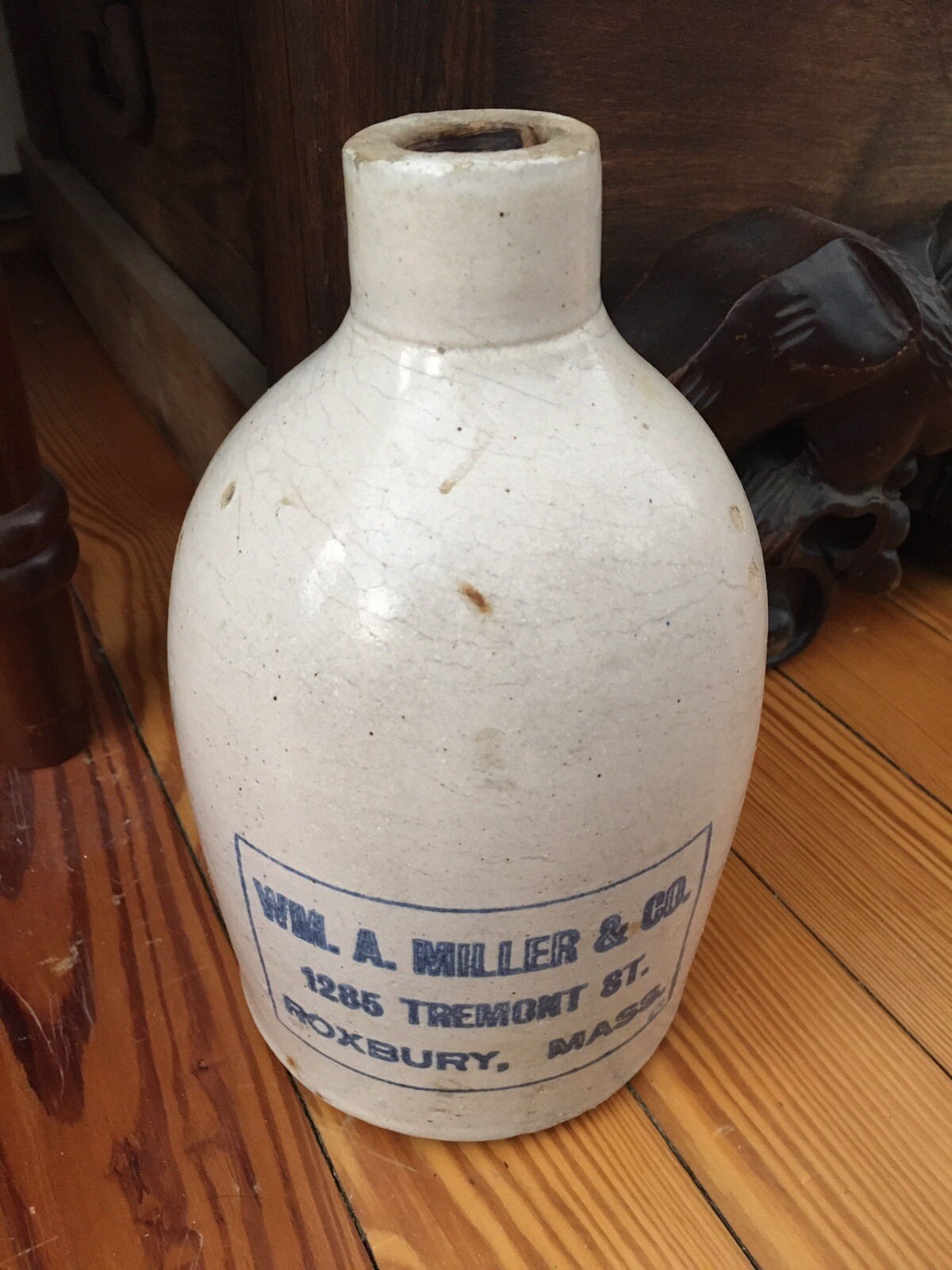 Stoneware Advertising Jug ROXBURY MASSACHUSETTS (Boston MA) Antique ...